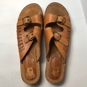 Rapallo | Shoes | Vintage 8s Rapallo Leather Boho Sandals Wood Heel ...